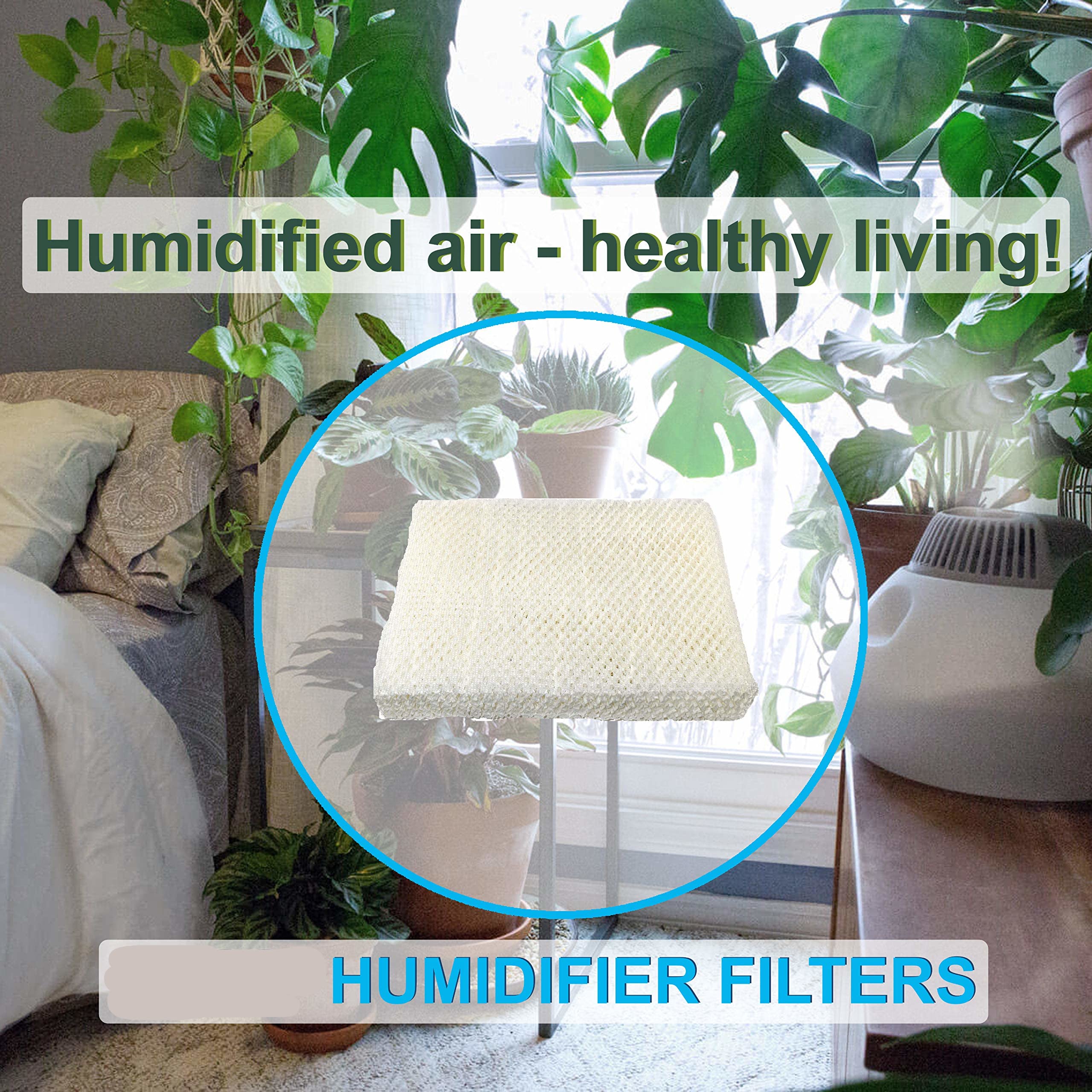 HQRP 4-pack Wick Filter compatible with Hunter 35617, 36516, 36517, 36518, 36316, 36317 Cool Mist Humidifiers, 31949 31947 HN1949 Replacement