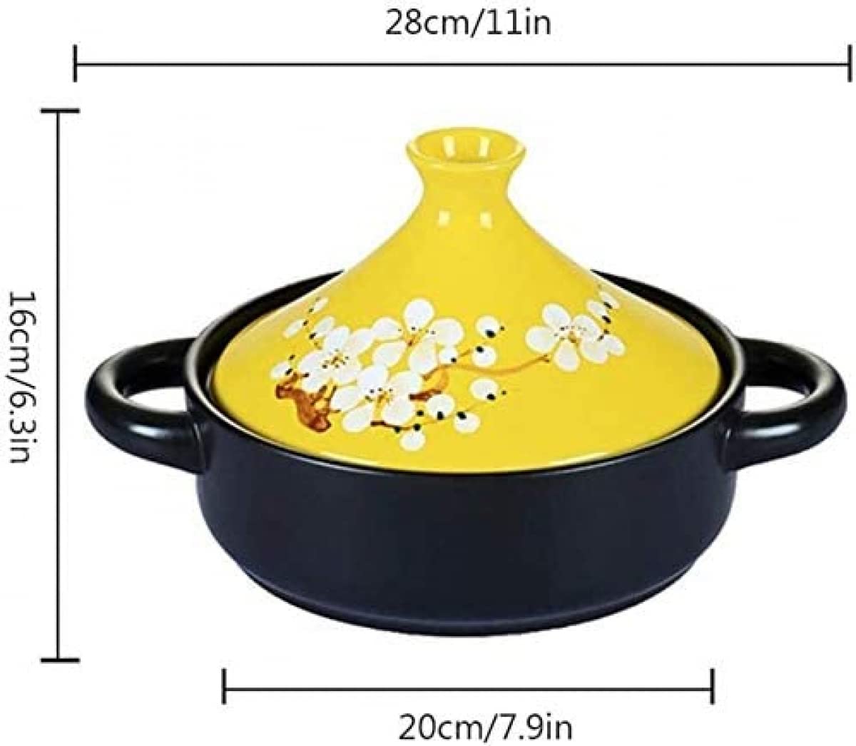 ZJUAN Tagine Pot, Handmade Ceramic Tagine Pot Home Cookware Lead Free Stew Casserole Slow Cooker for Home Kitchen 1.5L 20 cm