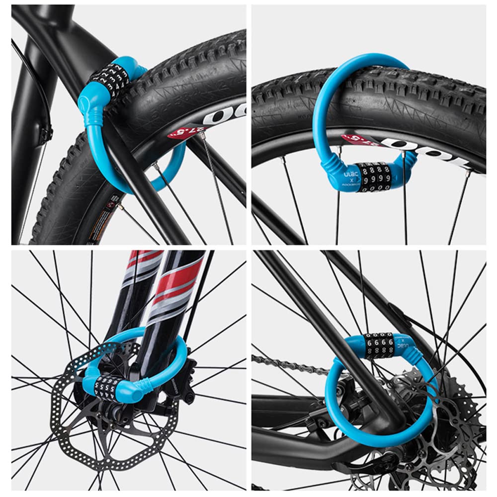 AZPINGPAN Bold Ring Bicycle Lock丨Zinc Alloy Core Steel Cable Code Lock丨Small and Portable Outdoor Mountain Bike Fixing Accessories丨Suitable for Electric Vehicles, Motorcycles, Scooters