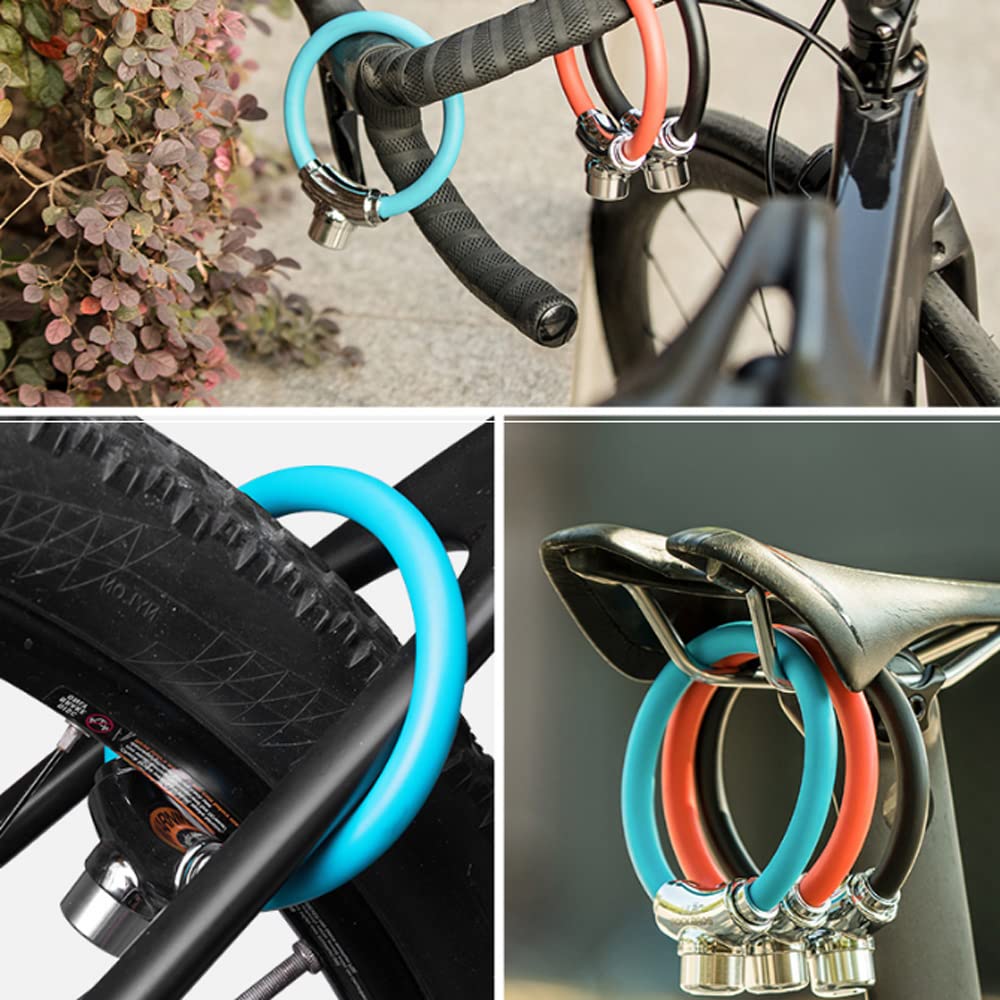 AZPINGPAN Compact Portable Bicycle Lock丨Key Anti-Theft Steel Cable Press to Lock Mini Ring Mountain Bike Lock Accessories and Equipment丨for Gate,Fence,Garage,Glass Door (with 2 Keys)