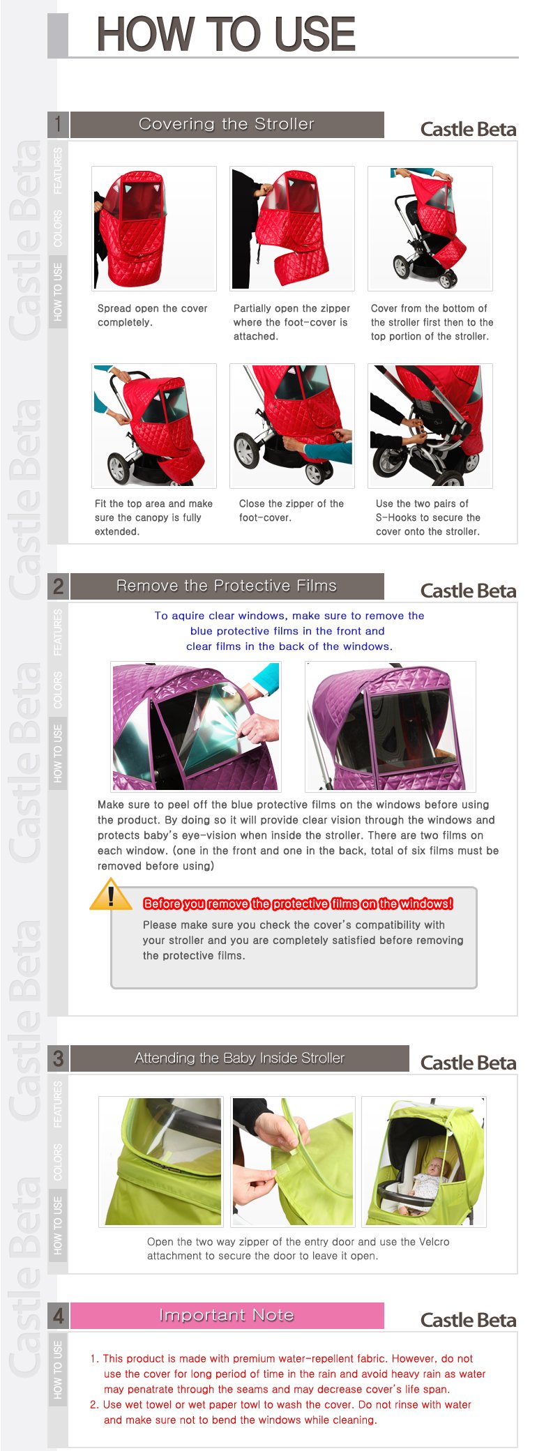 Manito Castle Beta Stroller Weather Shield (Chocolate)