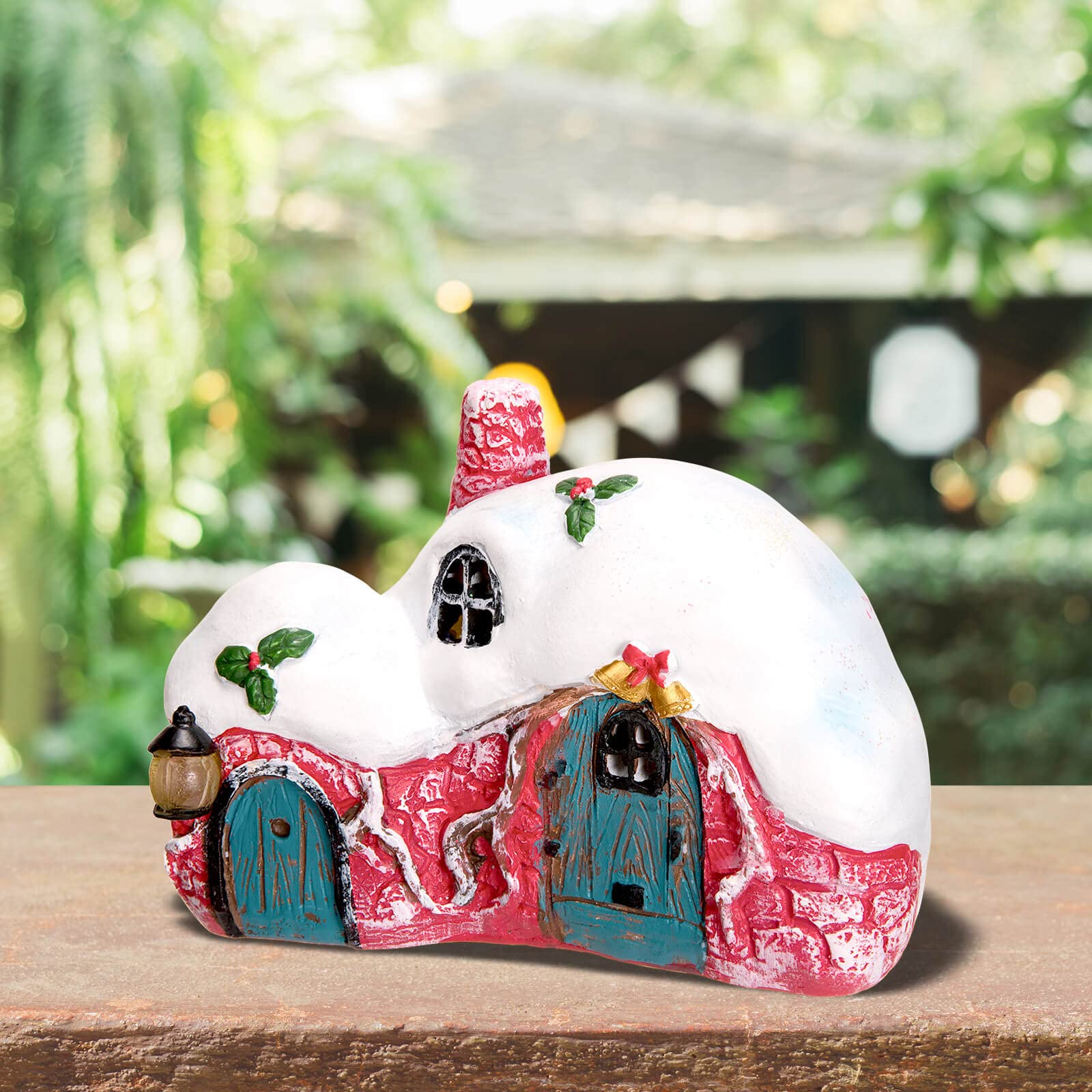 Garden Statues Outdoor Decor - Solar Fairy Houses Figurine Lights for Garden Yard Decor, 2 Pack