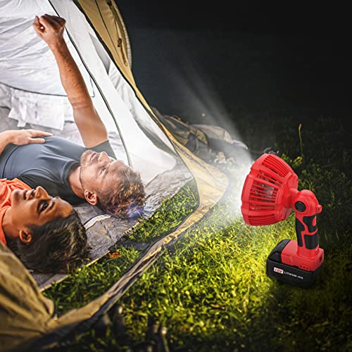 Hipoke Cordless Portable Fan Powered by Milwaukee M18 18V Lithium-ion Battery, Handheld Fan with 9W LED Light, USB Port, Rechargeable fan for Camping Tent Office Travel, Milwaukee Tools Summer Gift
