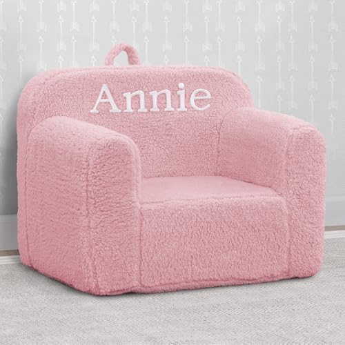 Delta Children Cozee Sherpa Chair β Customize with Name β Foam Kids Chair for Ages 18 Months and Up, Pink