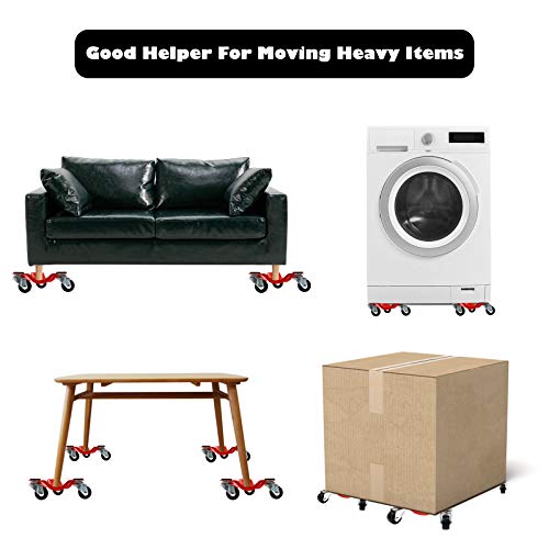 Bonsicoky 6" Steel Tri-Dolly with Rubber Wheel, 200-lb Load Capacity Furniture 3 Wheel Mover Universal Moving Tools for Moving Heavy Objects, Furniture, Appliances - 4Pack