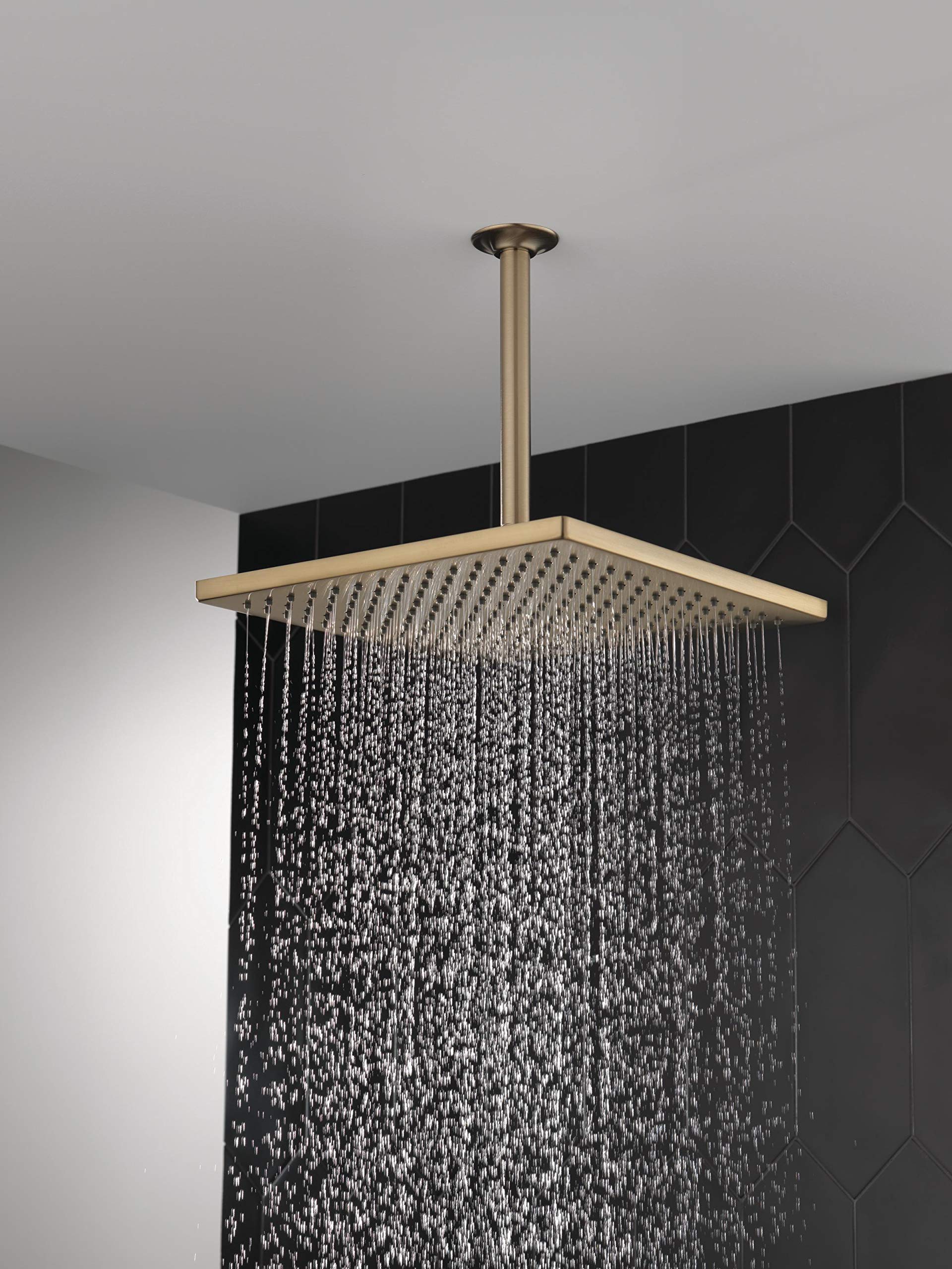 Delta Faucet Single-Spray Raincan Shower Head, Gold Shower Head, Rainfall Shower Head, Square Shower Head, Metal Shower Head, 2.5 GPM Flow Rate, Champagne Bronze 52159-CZ25