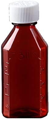 Pharmacy Oval Bottle Amber 2 oz with CR Caps Included (QTY. 100) - Prescription Pharmacy Bottle, Pharmacy Container, Prescription Plastic Container by Sponix