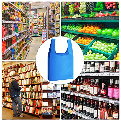 Chumia 50 Pack Reusable Grocery Bags Foldable Portable Shopping Bags Polyester Washable Grocery Bag with Handles (Sky Blue)
