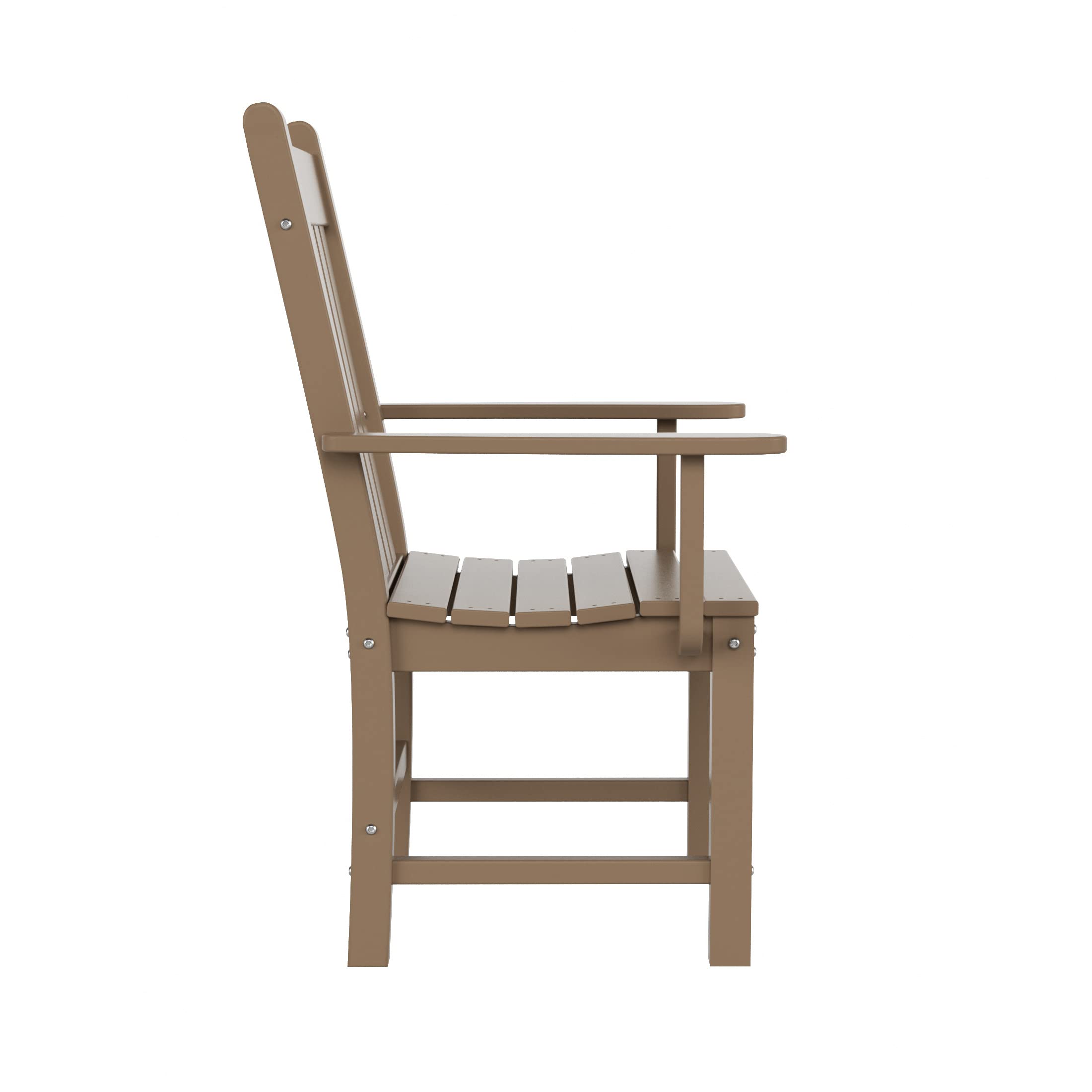 WestinTrends Malibu Classic Outdoor Dining Chairs with Arms, All Weather Poly Lumber Adirondack Patio Chairs Restaurant Bistro Chairs Support 350 LBS, Arched Backrest and Curved Seat, Weathered Wood