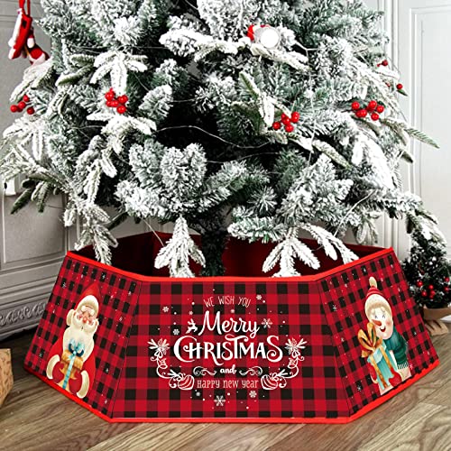 DmHirmg Christmas Tree Collar,Red and Black Christmas Tree Collar for Artificial Trees,Hexagonal Base Tree Skirt with 6 Different Patterns for Christmas Decorations Holiday Party