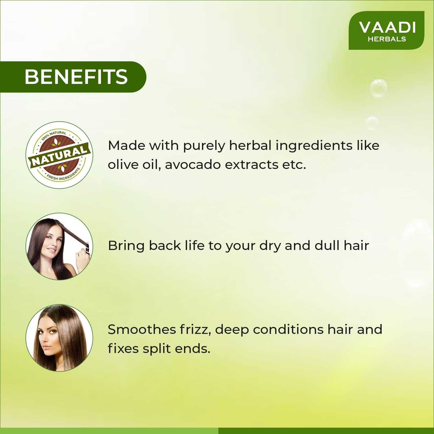 Vaadi Herbals Silky Smooth Conditioner ★ Olive Oil Conditioner with Avocado Extract ★ Herbal Conditioner ★ Sulfate Free ★ Scalp Therapy ★ Moisture Therapy ★ ALL Natural ★ 350 Ml(11.7 Oz)