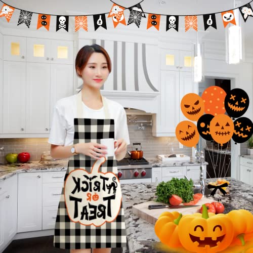 Crethinkaty 1 Pieces Halloween Aprons,Halloween Kitchen Baking Aprons,Halloween Party Apron, Waterproof Apron Chefs Pinafore Apron Cooking BBQ (Style 2)