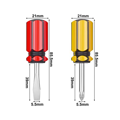 Buspoll short screwdriver set two-color small handle stubby screwdriver Phillips screwdriver and flat head screwdriver