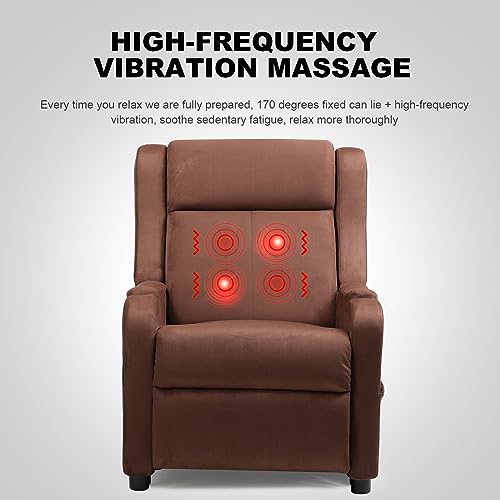 COMHOMA Recliner Chair for Living Room, Modern Fabric Adjustable Massage Recliner Chair, Single Sofa Seat with Upholstered Handrail Living Room Chair (Brown)