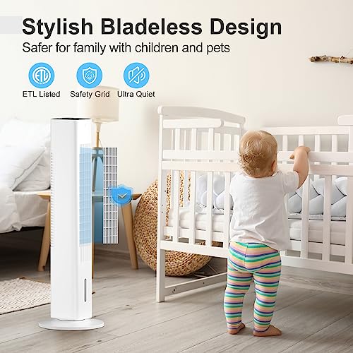 COZZYBEN Cooling Tower Fan Standing Floor Fans Bladeless Portable Evaporative Air Cooler Ventless Ac Unit no Window for Room Bedroom Indoor Home