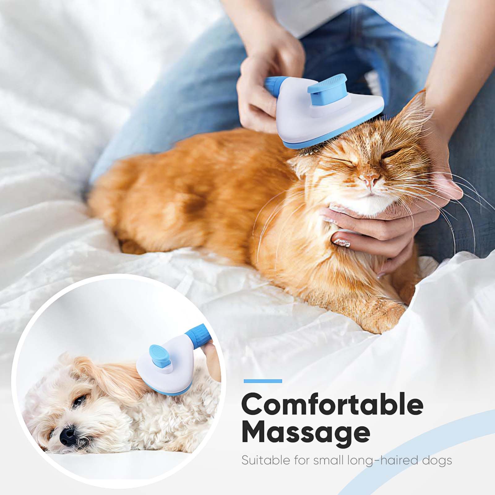 Cat Brush Self Cleaning Slicker Brush with Release Button, Dog Shedding Brush for Grooming, Cat Comb Pet Massage Tool Suitable for Long or Short Pet Hair Cleaner, Removes Tangles & Loose Fur