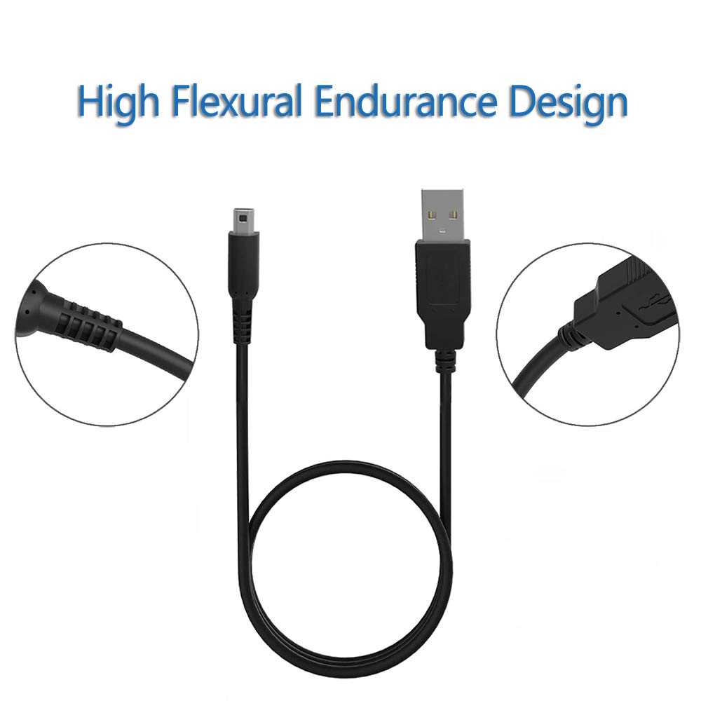 Hukado 2 Pack 4 Feet NTD3DS USB Charger Cable, Play and Charge Power Charging Cord Compatible with NTD DSi, DSi XL, 2DS, 3DS, 3DS XL, New 3DS XL