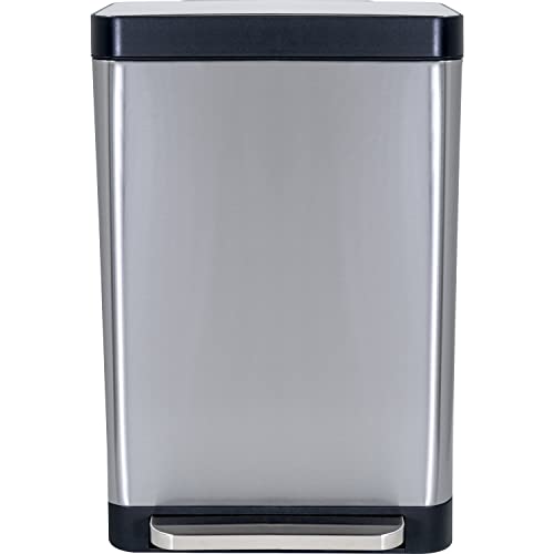 Hefty 13.8 Gallon Stainless Steel Trash Can – StepOn Matte Metal Kitchen Garbage Bin, 13.8 gal / 52.23 L