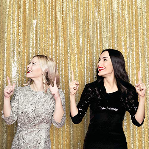 Eternal Beauty Amber Gold Sequin Wedding Backdrop Photography Background Party Curtain, 6Ft X 6Ft