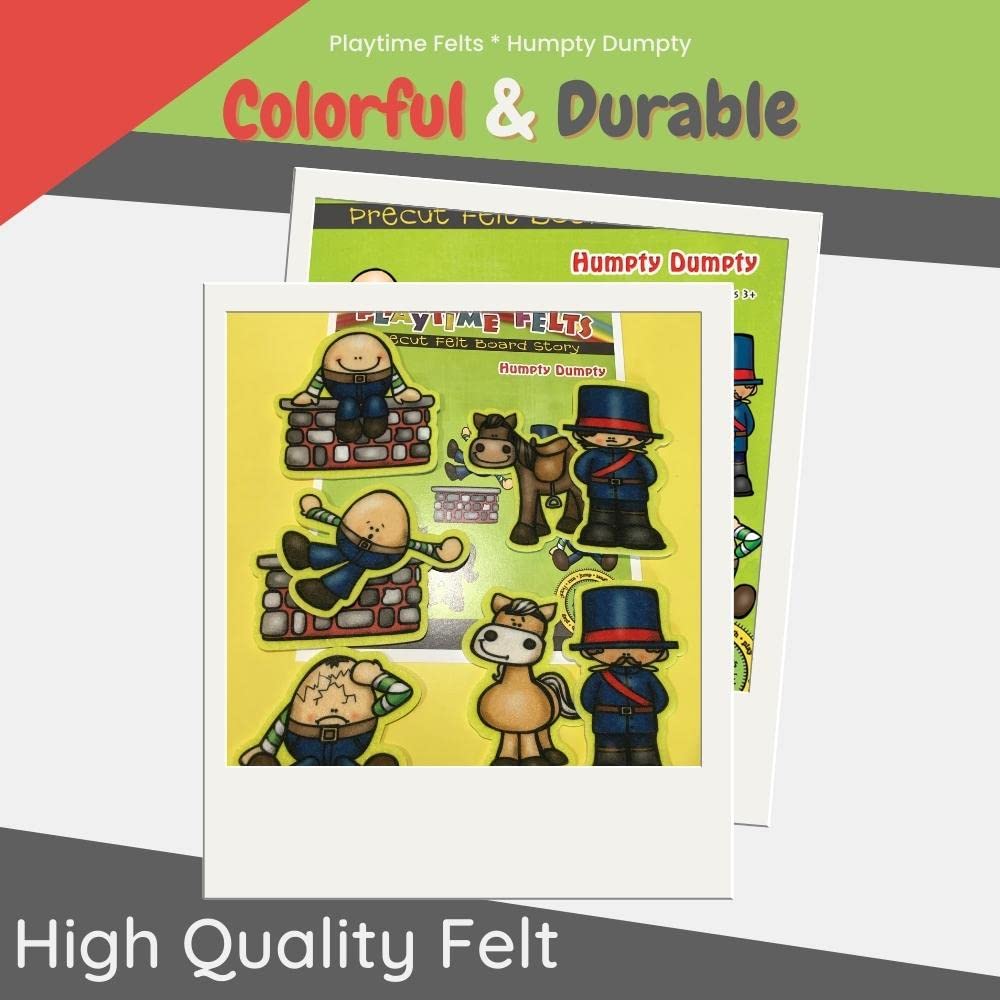 Humpty Dumpty Nursery Rhyme Felt Figures | 8 Adorable Felt Board Pieces for Flannel Board. Perfect for Toddlers, Preschool and Kindergarten - Reusable Felt Board Stories