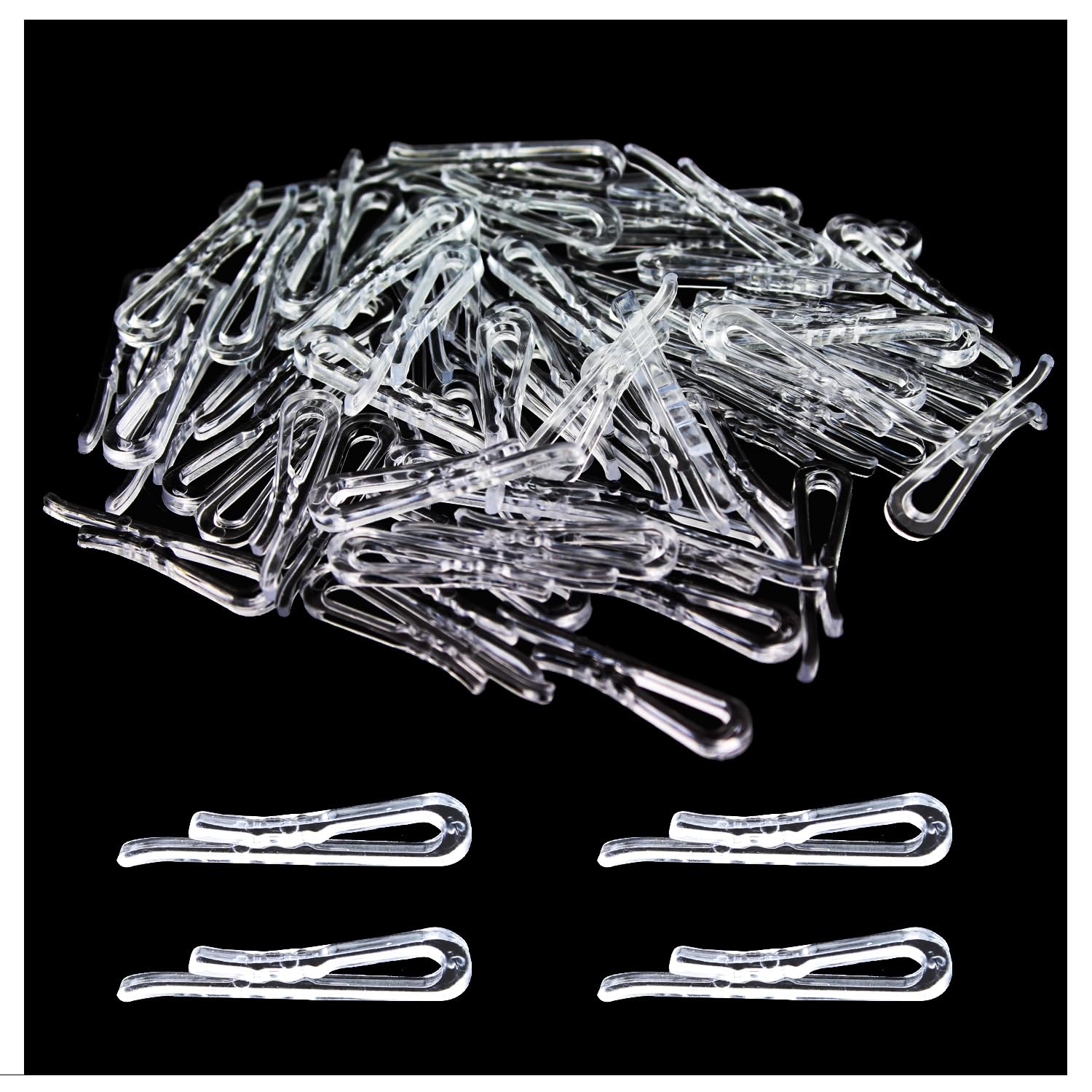 SQXBK 200PCS U Shaped Plastic Clothespins Non deformable Crocodile Clips 40mm/1.57inch for Folding Ties Socks Pants Shirts Transparent
