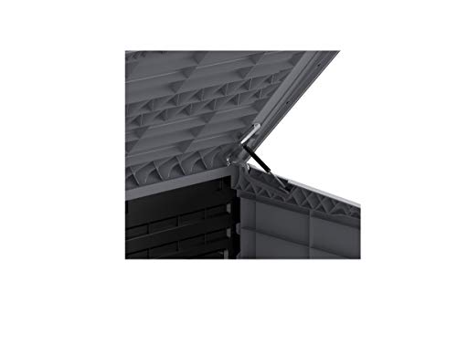 Duramax Cedargrain StoreAway 1200L Plastic Garden Storage Shed/Flat Lid - Outdoor Storage Bike Shed – Durable & Strong Construction– Ideal for Tools, Bikes, BBQs & 2X 240L Bins, 145x85x125 cm, Grey