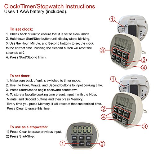 Boone Hearth Digital Food Thermometer/Kitchen Timer/Stopwatch/Clock