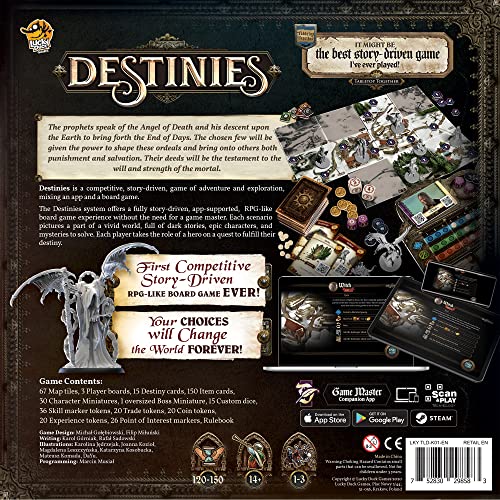 Destinies Board Game - Immersive Storytelling and Adventure for Tabletop Enthusiasts, Ages 14+, 1-3 Players, 120-150 Minute Playtime, Made by Lucky Duck Games