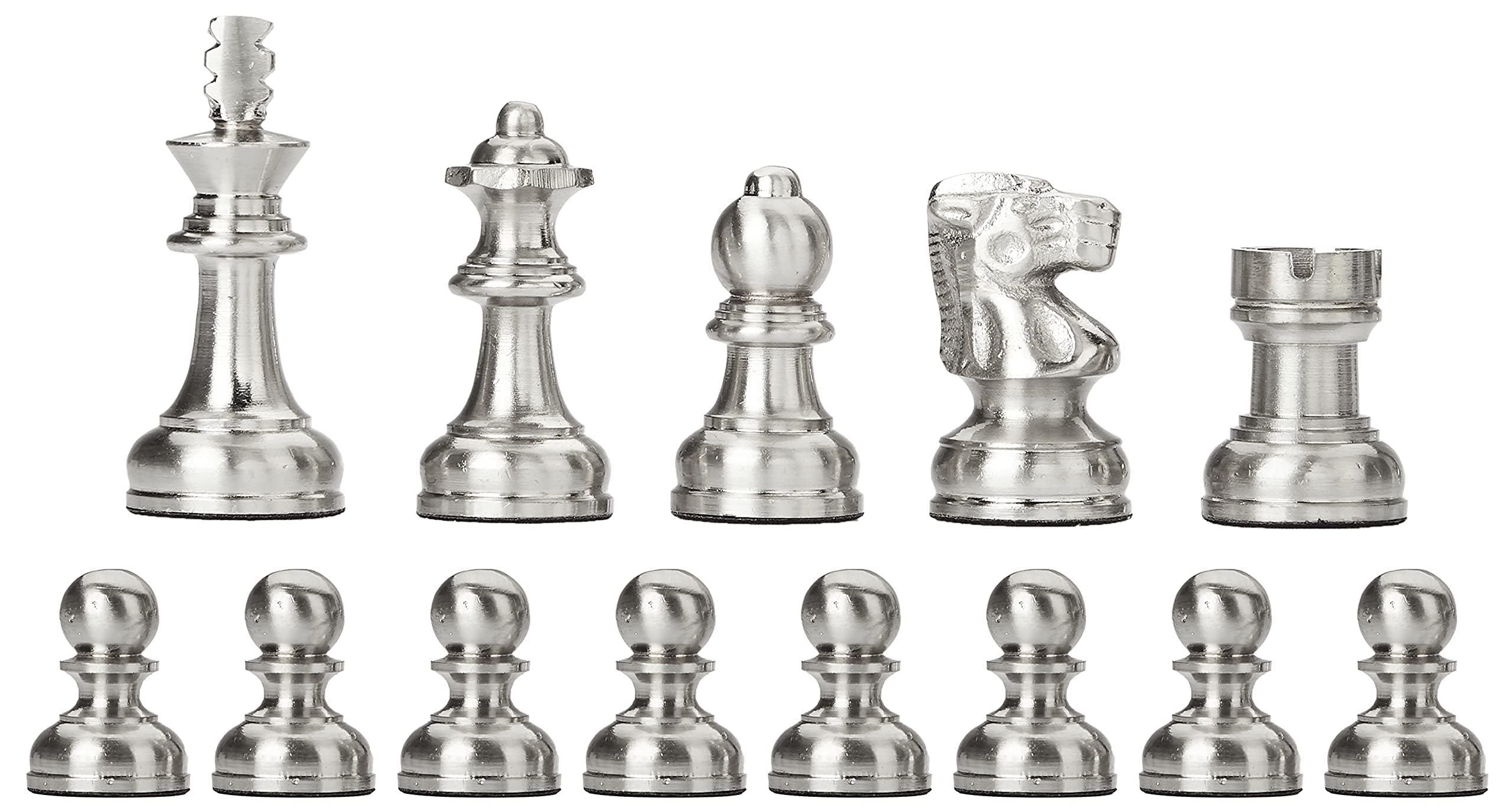 IWIS GLOBAL Chess Pieces Only No Board, 32 Large Quadruple Weighted Metal Chess Pieces with 2 Extra Queen, 2.6β King Heavy Piece, Chrome Silver-Metallic Black in Unique Gift Storage Box