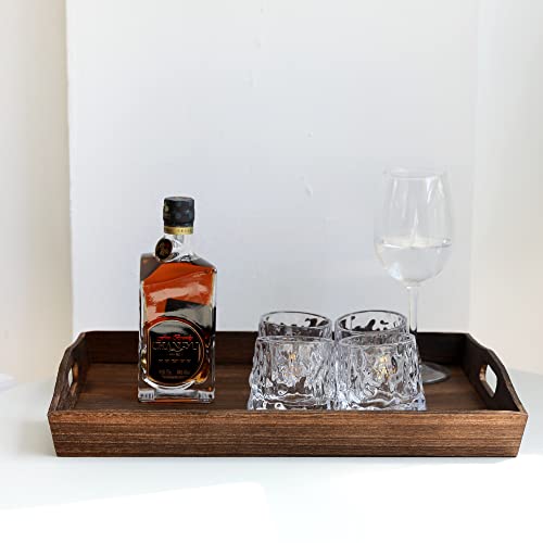 HEITICUP Wooden Serving Tray-One Piece Set of Rectangular Shape Wood Coffee Table with Cut Out Handles, Kitchen Trays for Party, Serving Pastries, Eating, Snacks, Mini Bars