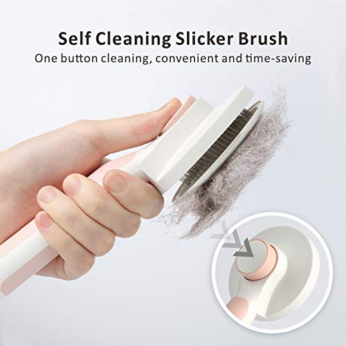 Cat Grooming Brush, Baytion Self Cleaning Cat Brushes for Dogs Cats for Long Haired & Short Hair Gently to Remove Loose Undercoat, Mats Tangled