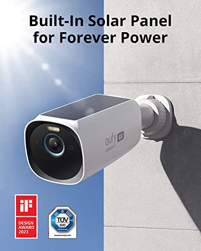 eufy Security eufyCam S330 (eufyCam 3) 2-Cam Kit, Security Camera Outdoor Wireless, 4K Camera with Solar Panel, Forever Power, Face Recognition AI, Expandable Local Storage up to 16TB, No Monthly Fee