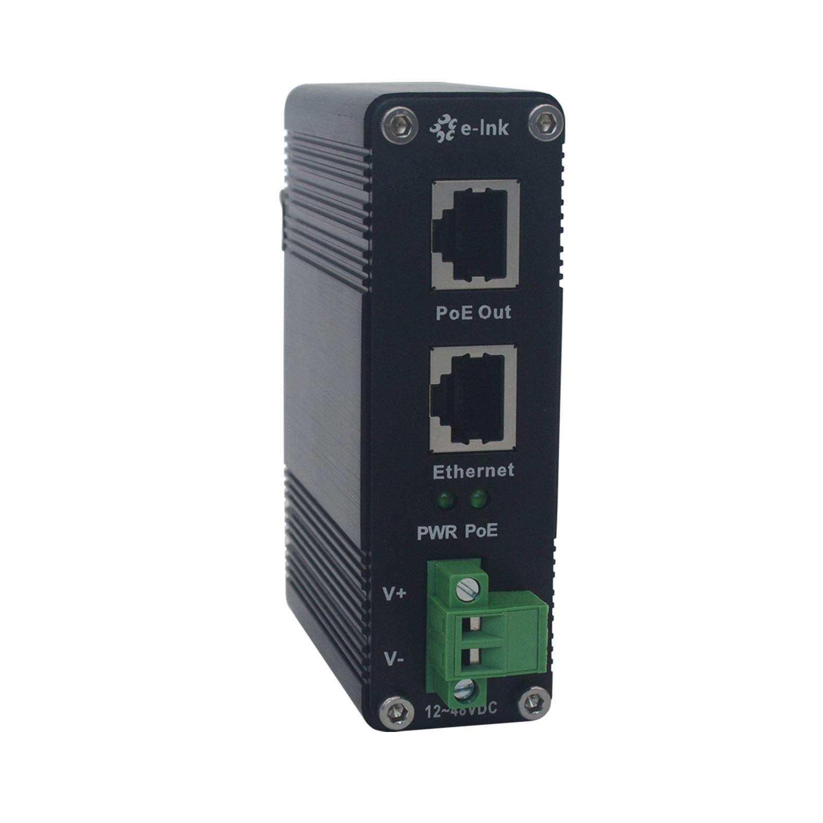 Gigabit PoE Injector, Industrial Gigabit PoE+ Injector,Non PoE to PoE Adapter,IEEE802.3 at 30W Hardened POE Adapter with 12-48V DC Input DIN- Rail,Distance Up to 100 Meters (328 ft)