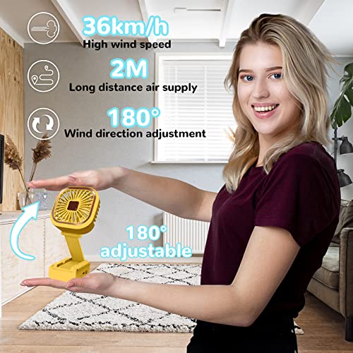 GAITIR Handheld Mini Fan, 3 IN 1 Small Portable Fan, USB Rechargeable Folding Personal Fans with Strong Airflow 2 Speeds, Lanyard, Multi-Functional, 4 Colorful, Foldable Hanging Desk fan