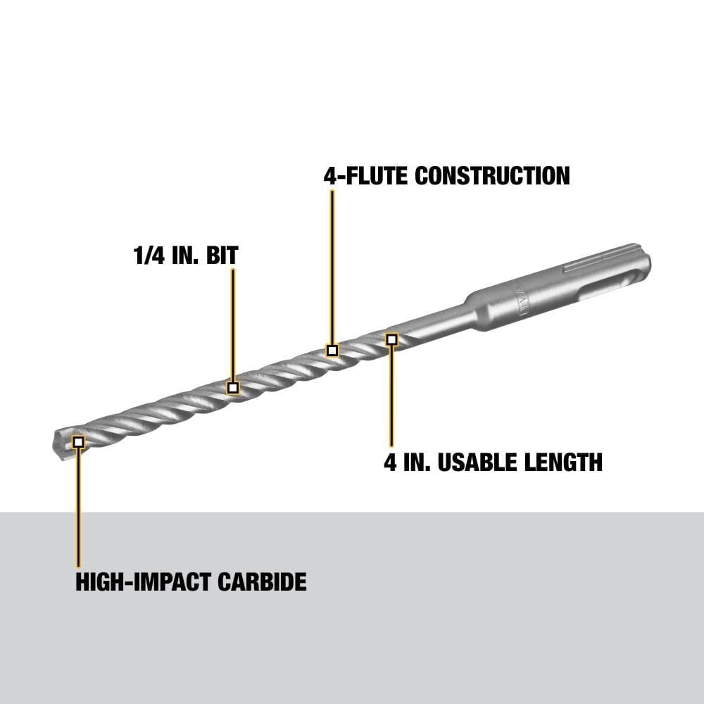 DeWalt DW5517 1/4" x 4" x 6" Solid Rock Carbide SDS-Plus Bit