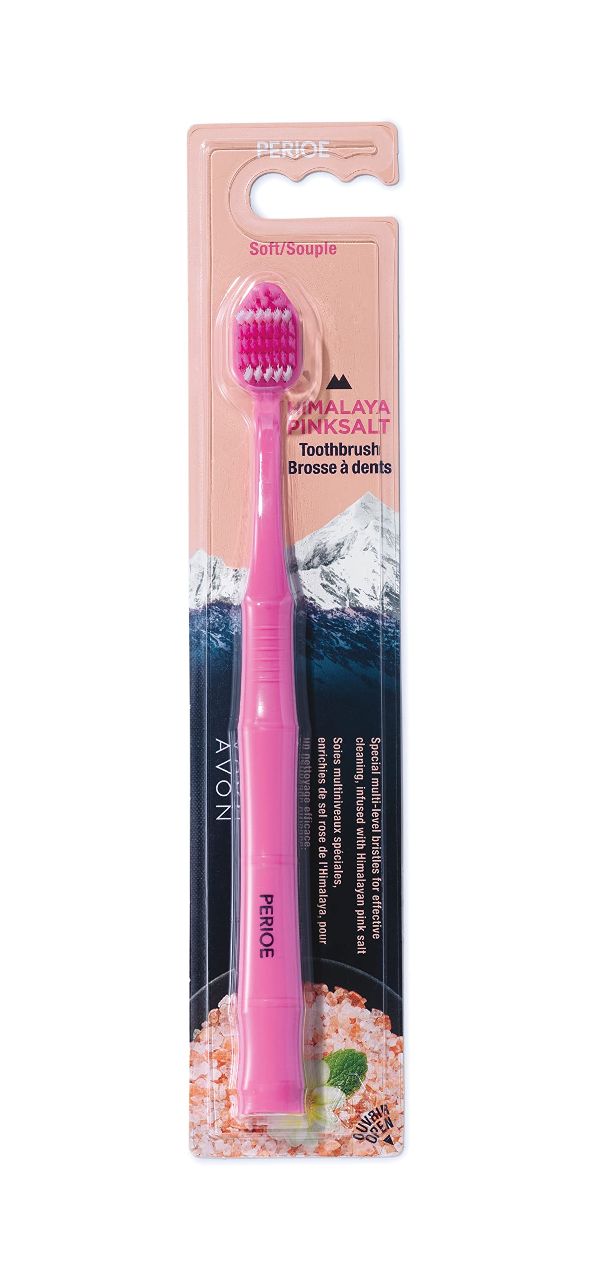 Perioe Himalayan Pink Salt Toothbrush, Small (1 Count) | Compact Head, Soft Bristle Manual Toothbrush Infused with Himalayan Pink Salt for Deep Cleaning Tartar Plaque, Sensitive Gums & Teeth Oral Care