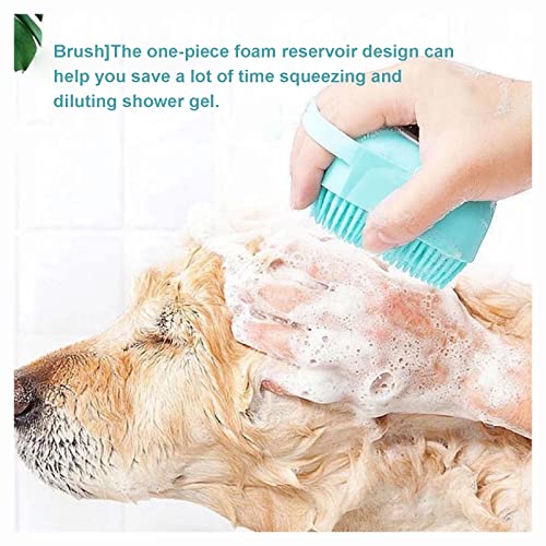 Dog Scrubber for Bath Pet Bathing Brush Silicone Shampoo Massage Dispenser Brush for Short Long Haired Dogs and Cats Washing(Blue)