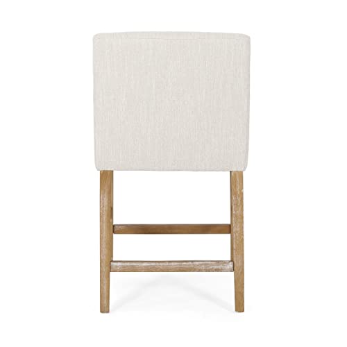 Christopher Knight Home Armga Upholstered 26 inch Counter Stool - Beige/Weathered Brown