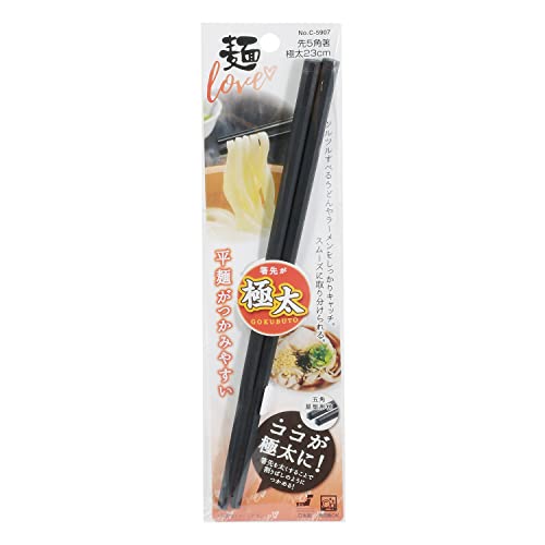 Pearl Metal GM-4051 C-5907 Chopsticks, Extra Thick, 9.1 inches (23 cm), Pentagonal Tip, Made in Japan, Dishwasher Safe, Black