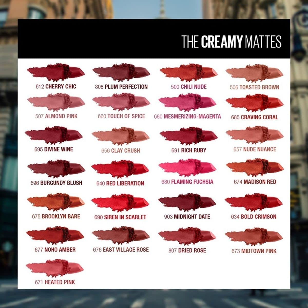 Maybelline Color Sensational Lipstick, Lip Makeup, Matte Finish, Hydrating Lipstick, Nude, Pink, Red, Plum Lip Color, Rich Ruby, 1 Count