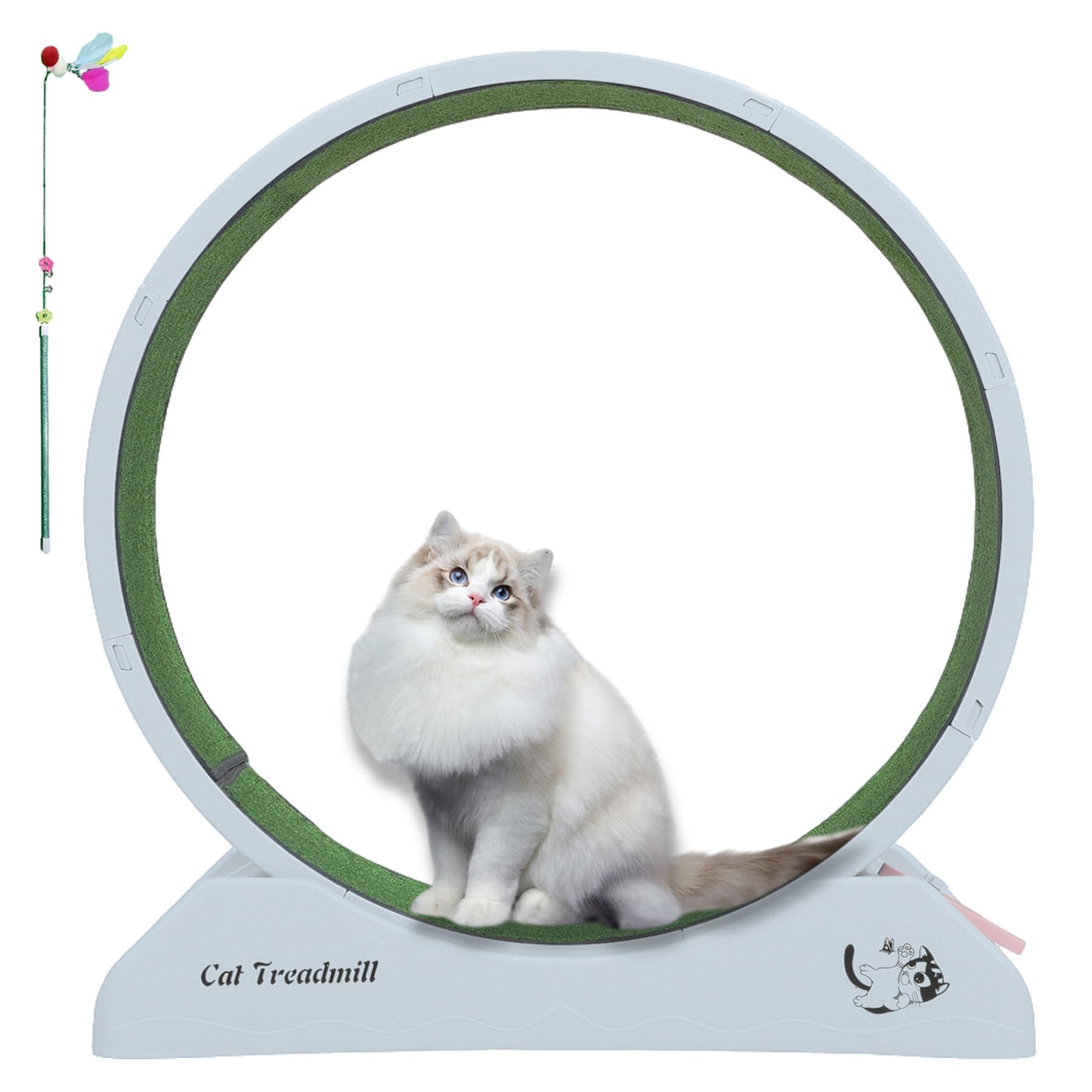 Cat Wheels for Indoor Cats, 31.5'' Cat Exercise Wheel, Cat Wheel with Brake, Removable Running Mat, Easy to Install,Cat Wheel Exerciser for Cat's Fitness & Health,Suitable for Most Cats (Blue)
