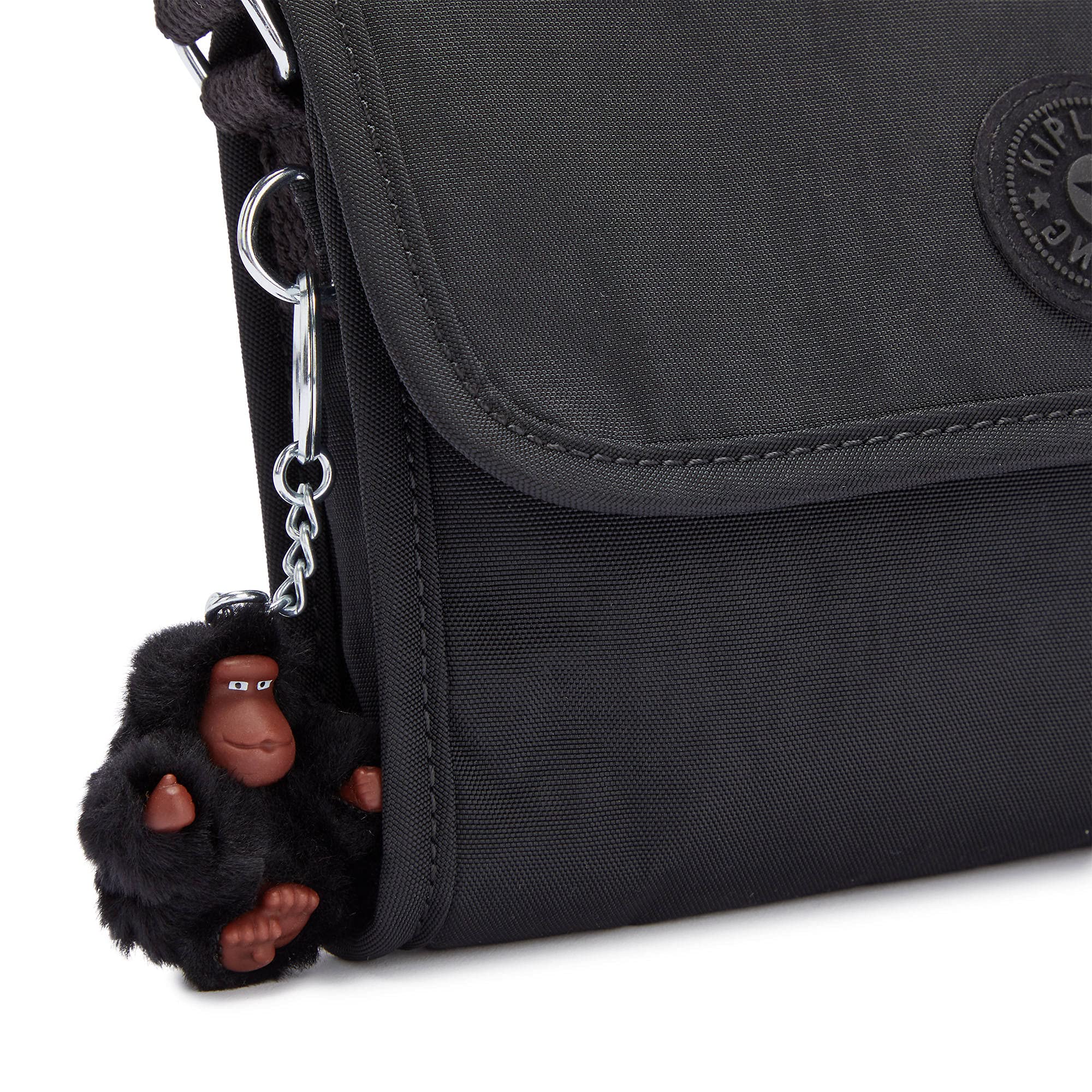 Kipling Womens Women's Berry Bag, Organize Accessories, Spacious, Adjustable Strap, Nylon Crossbody Bag, Black Tonal, 7.75 L x 5.5 H 1.25 D US