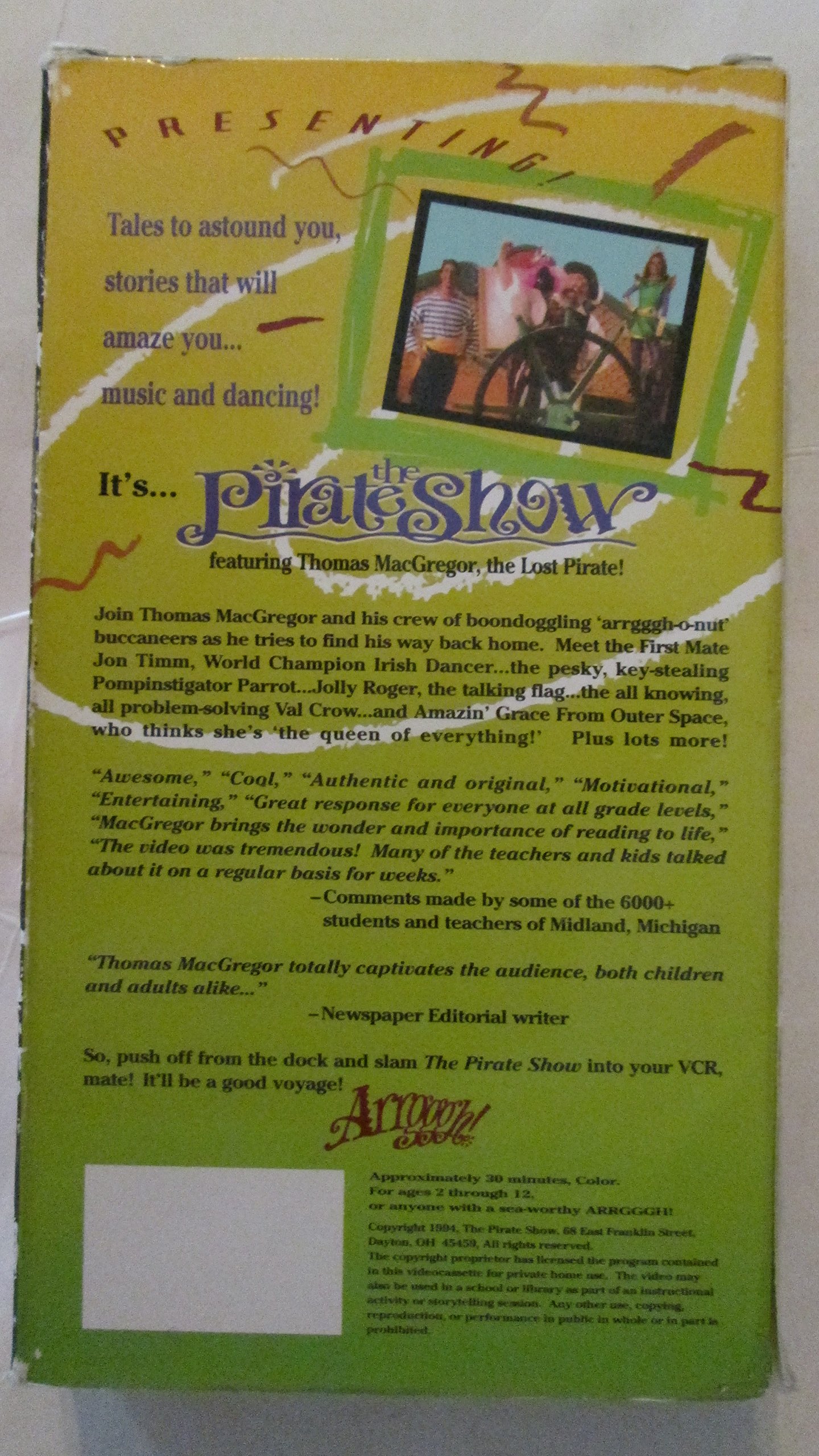 The Pirate Show Featuring Thomas MacGregor the Lost Pirate! (VHS Video) 1994