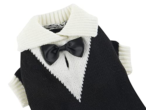 Dog Tuxedo Bow Tie Wedding Party Suit, Dog Wedding Clothes Sweater for Dogs X-Large (XL) Size 20" Back Length