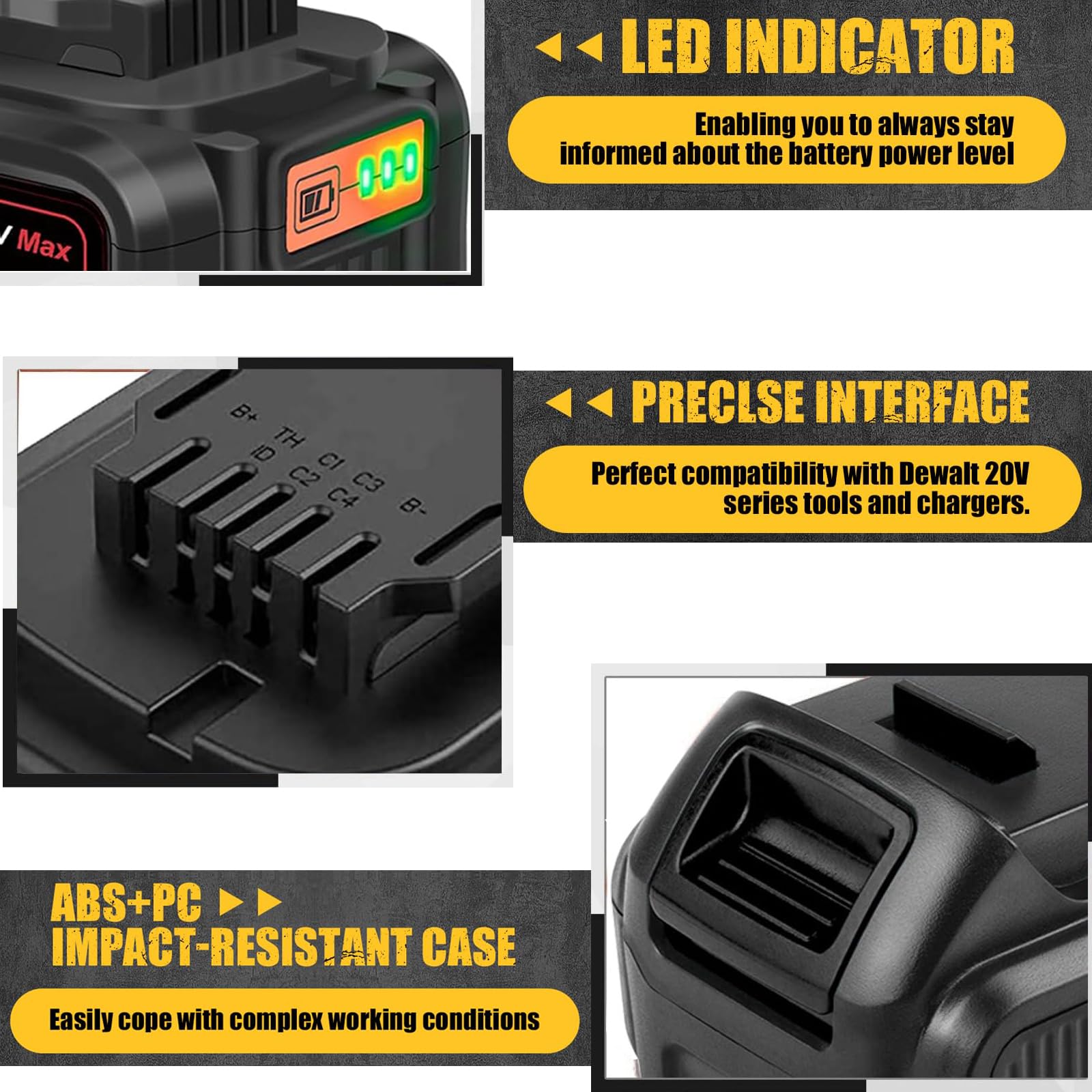 liangjia 2 Packs Upgraded 9.0Ah 20V Max Lithium-ion Replacement Battery Compatible with De-Walt DCB200 Series Cordless Power Tools