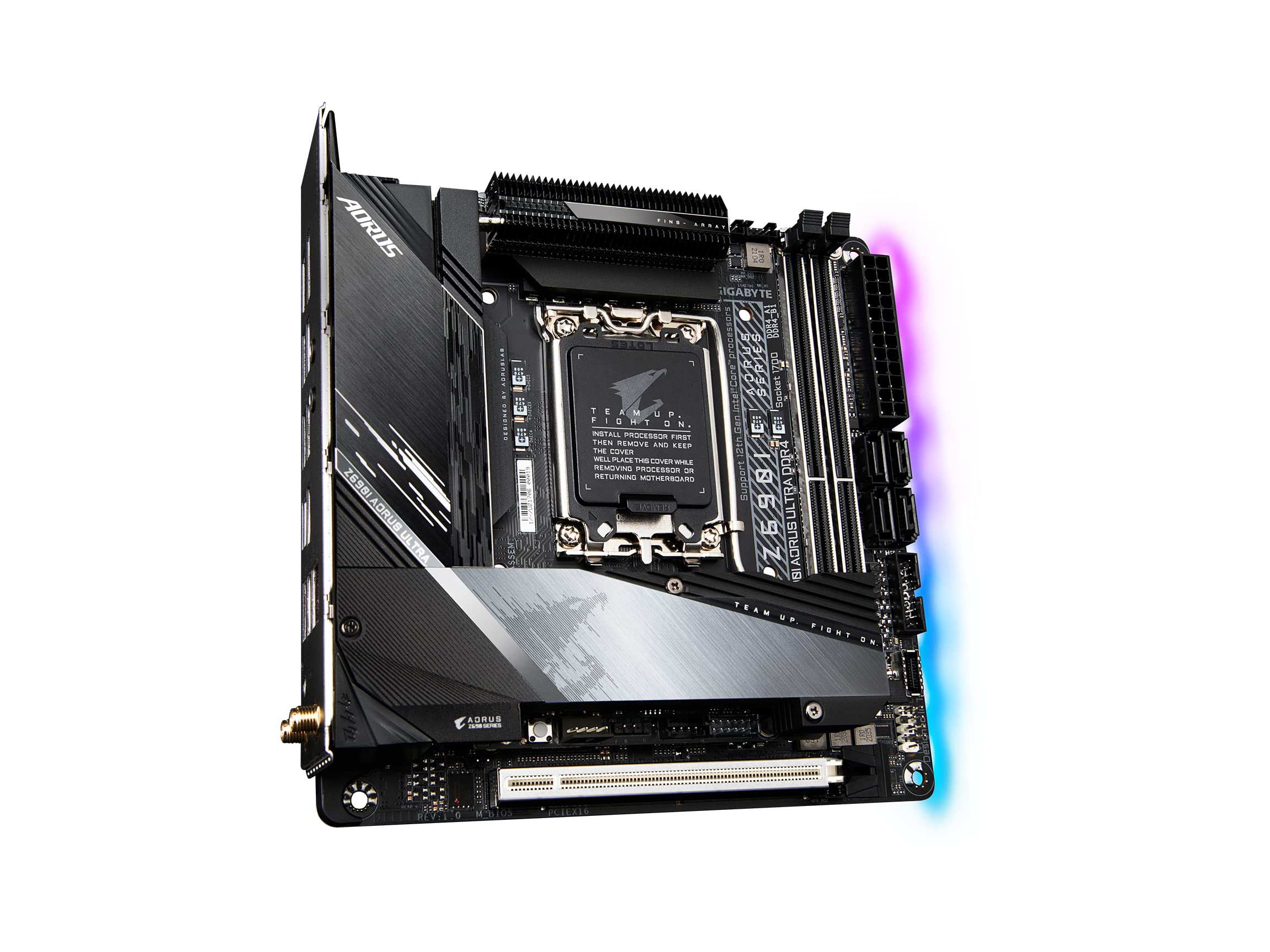 GIGABYTE Z690I AORUS Ultra DDR4 (LGA 1700/ Intel Z690/ Mini-ITX/ DDR4/ Dual M.2/ PCIe 5.0/ USB 3.2 Gen2X2 Type-C/WiFi 6/ Intel 2.5 GbE LAN/Gaming Motherboard)