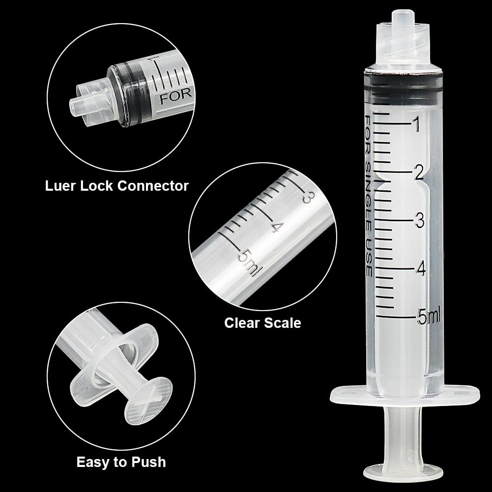 Shintop 10pcs 5ml Syringe with 18Ga 1.5 Inches Blunt Tip Needles for Experiments, Industrial Use