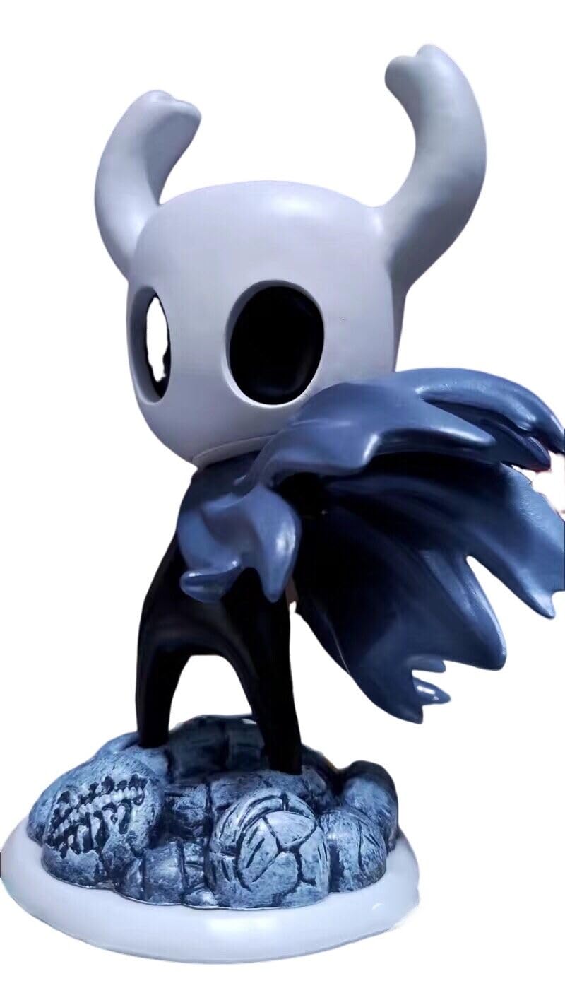 Cdeny 6" Home Decor Cartoon Figure, Car Dashboard Ornament Cute Gaming Figure Hollow Knight Figure Collectible Statue(Gray&White)