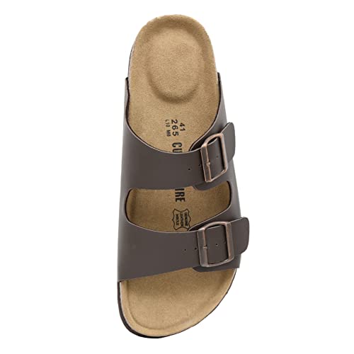 CUSHIONAIRE Men's Lane Cork footbed Sandal with +Comfort, Brown Nappa 10