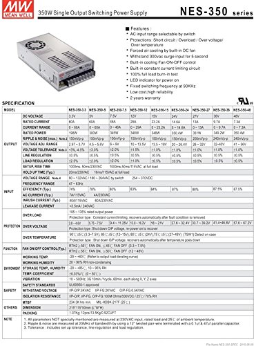 Mean Well NES-350-12 12V 350 Watt Ul Switching Power Supply 110-240 Volt